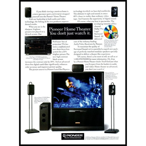 PIONEER | Art | 992 Pioneer Home Theatre Laserdisc Vintage Print Ad 9s ...